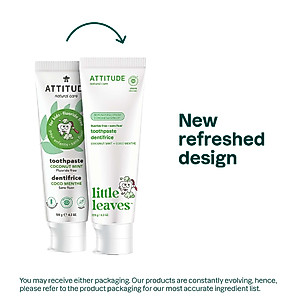 ATTITUDE Fluoride-Free Toothpaste, Plant- and Mineral-Based Ingredients, Vegan, Cruelty-Free and Sugar-Free, Coconut and Mint 4.2 Oz