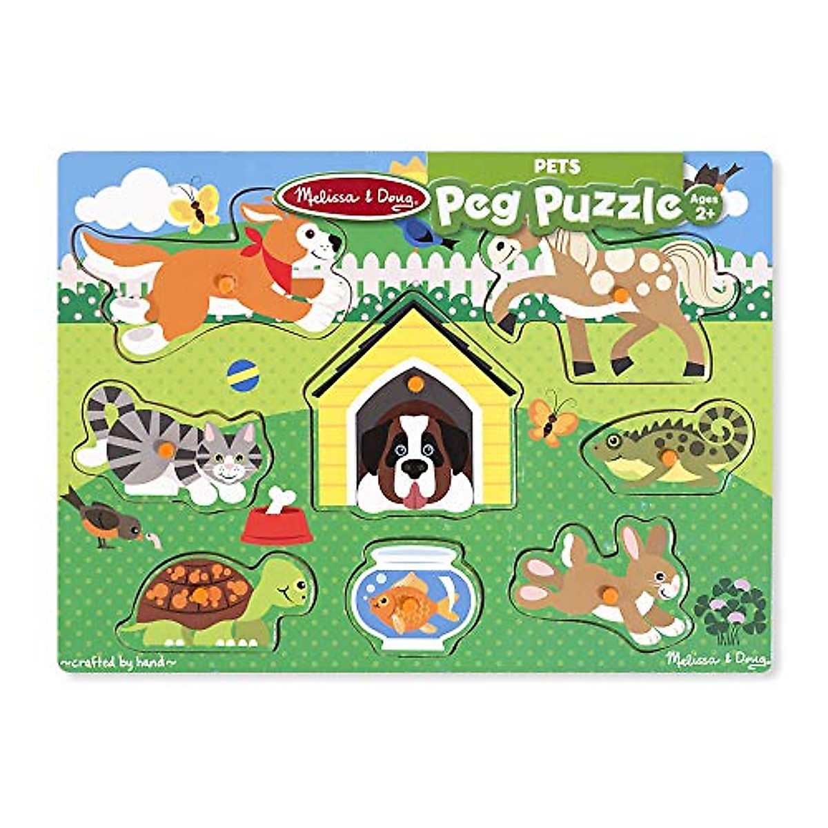 Melissa & Doug World of Animals Wooden Peg Puzzles Set - Pets, Farm, and Safari