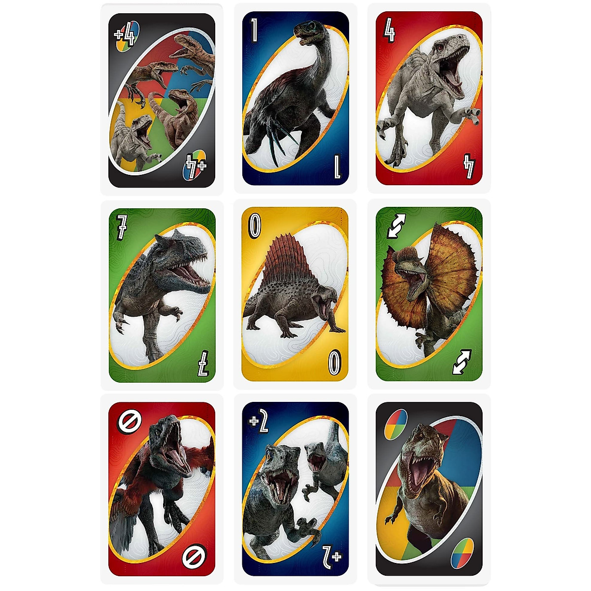 Mattel Games UNO Jurassic World Dominion Card Game, Movie-Inspired Deck with Dinosaur Graphics in Collectible Storage & Travel Tin for Kids, Fans, Adults & Family Nights