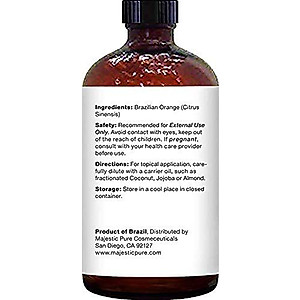 MAJESTIC PURE Brazilian Orange Essential Oil, Premium Grade, Pure and Natural Premium Quality Oil, 4 fl oz