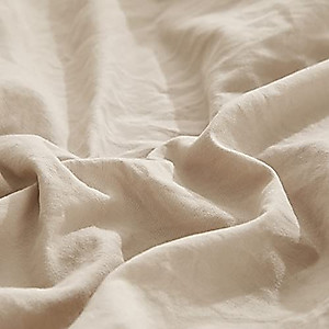 VClife Duvet Cover Washed Microfiber Cream Beige Tan Khaki Quilt Cover Sets Queen Size 3 Pieces Tan Solid Color Bedding Sets (1 Queen Beige Duvet Cover and 2 Pillow Shams)