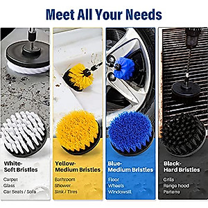AstroAI Drill Brush Attachment Set 6 Pack-Power Scrubber Cleaning Kit with Extend for Car Detailing, Bathroom Surfaces, Kitchen, Shower, Car Wheels, Seats, Tile, Floor, Grout All Purpose - Blue
