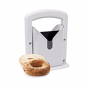 GANGH Bagel Slicer, Perfect for Bagels,Bagel Cutter Stainless Steel White, 6.8x3.7x8.8inches