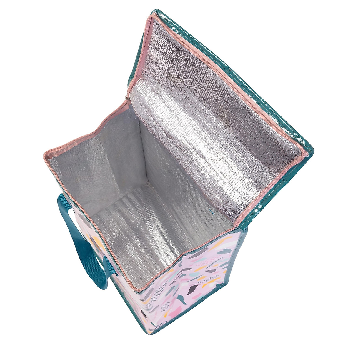 Planet E Reusable Grocery Picnic Shopping Bags - Heavy Duty Colorful Collapsible Insulated Zip Coolers (Pack of 3)