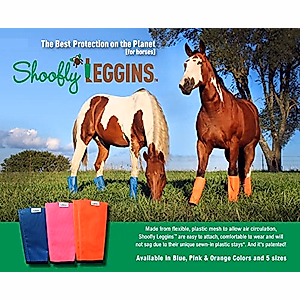 SHOOFLY Horse Leggins, Patented Loose Fitting Boots, Breathable Plastic Mesh (Blue/Large)