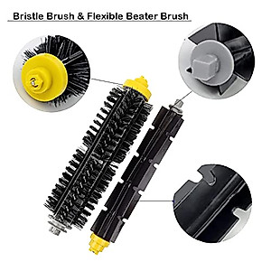 ECOMAID Replacement Parts Compatible for iRobot Roomba 675 671 677 645 655 Robot Vacuum Parts Accessories Kit,2 Sets Multi-Surface Brushes,6 HEPA Filters,6 Side Brushes with Cleaning Tools