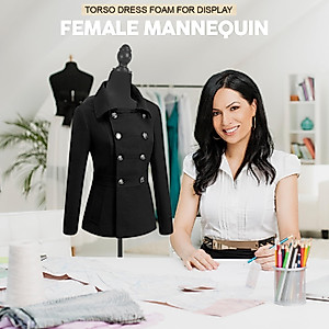 49.6"-63.7" Dress Form for Sewing Clothes Mannequin Stand Female Adjustable Manikin Body for Displays Women Jewelry Torso Model with Tripod Stand,Black