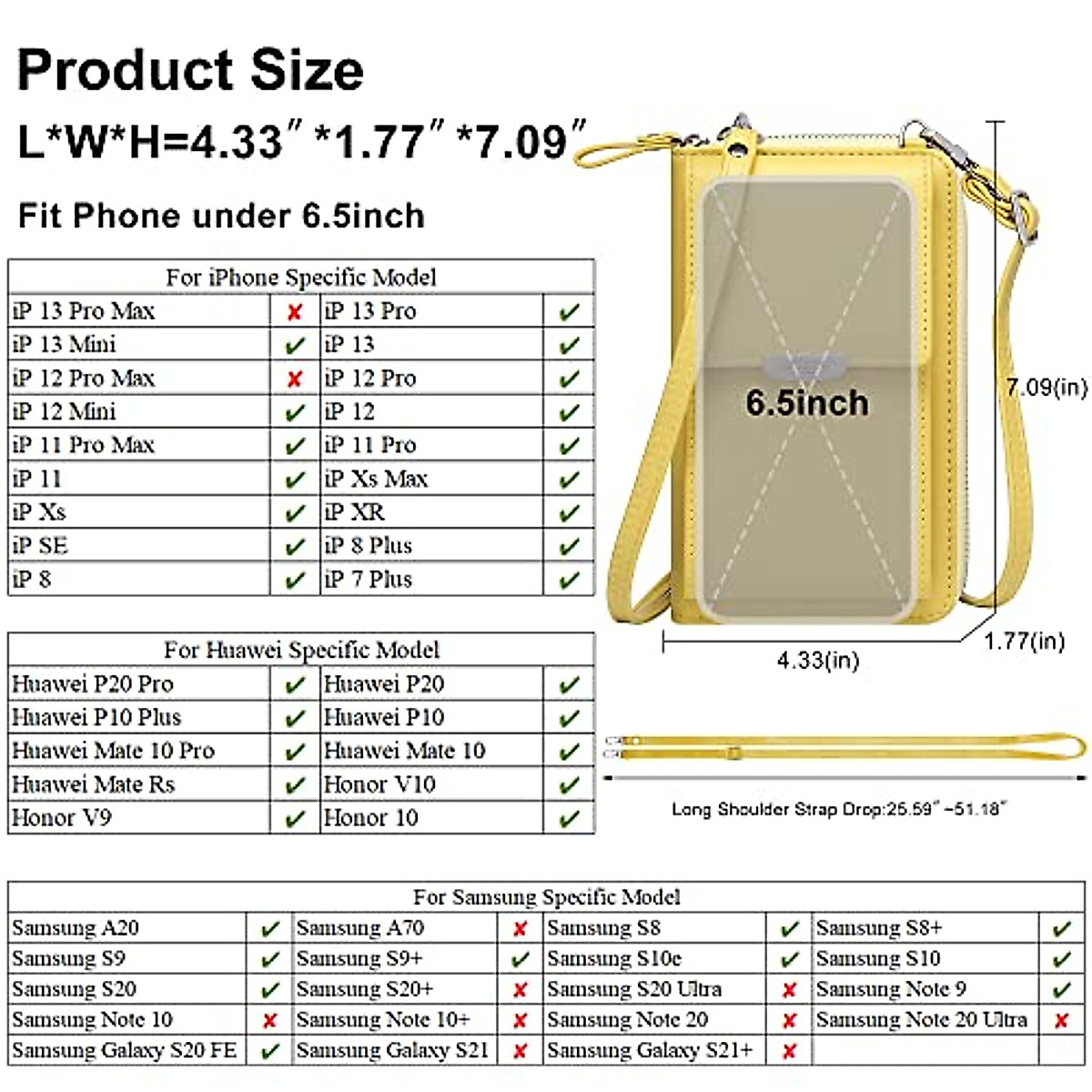 OIDERY Small Crossbody Phone Bags Cellphone Wallet Purse for Women with Credit Card Slots