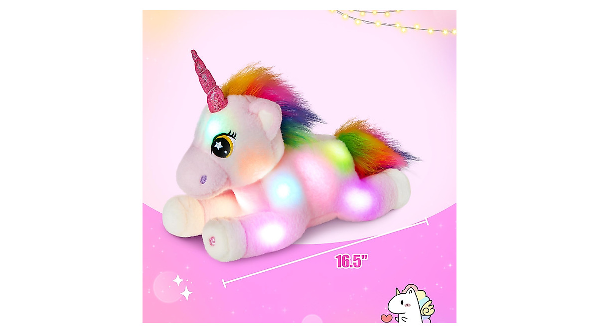 BSTAOFY Light Up Pink Unicorn Plush Toy for Kids