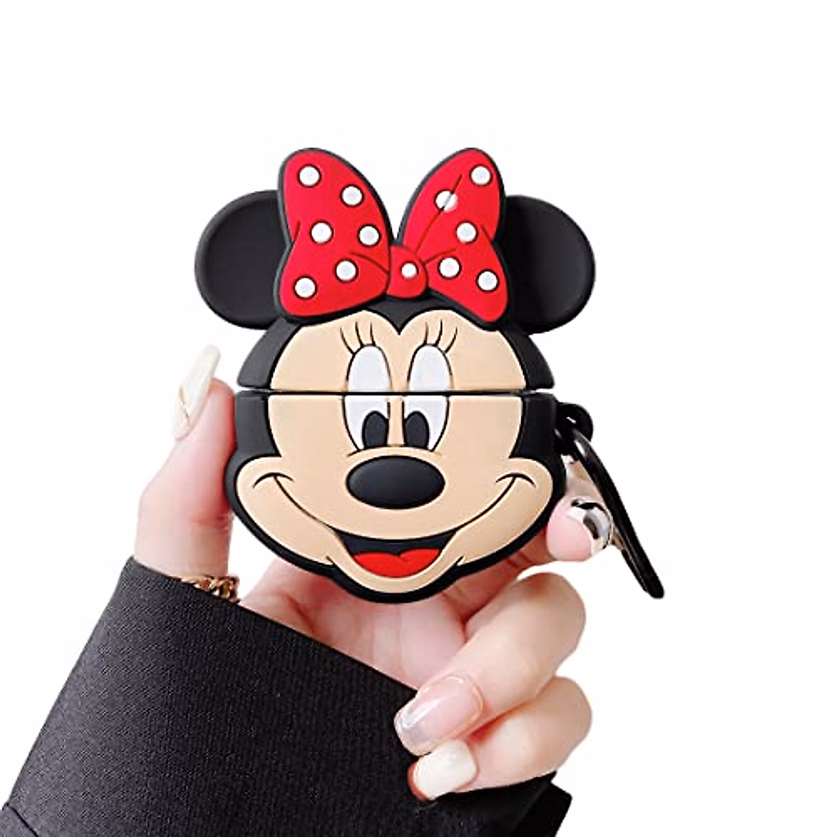 COCOMII Cartoon Case Compatible with AirPods 3 - Silicone, Slim, Matte, Cute Funny Animated, Anxiety & Stress Relief, Keychain Ring, Fingerprint Resistant, Anti-Scratch, Shockproof (Minnie Face)