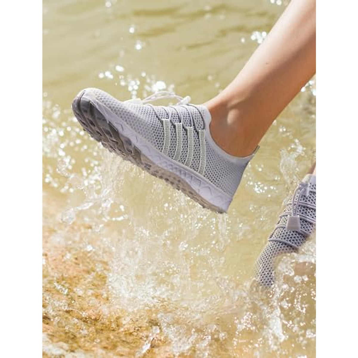 SEEKWAY Mens Womens Water Shoes Quick Dry Aqua Shoes Barefoot for Beach Surf Hiking Pool Water Sports AD051 White