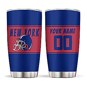 New York2 20 Oz Insulated Tumbler Coffee Mug Custom Name and Number Personalized Gift for Men Women Husband Fans