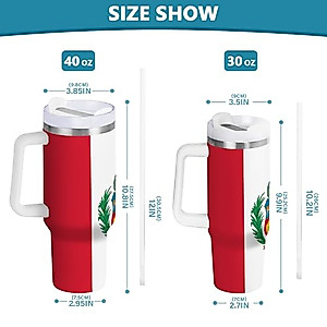 40 Oz Peru State Flag Stainless Steel Tumbler with Straw and Handle Fall Insulated Tumbler