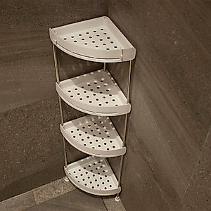 IYAR HOME 4 Tier Shower Caddy Organizer Shelf Rack Corner Standing 12.99 x 9.45 x 32.68 Inches Shower Stands for Inside Shower & Kitchen Storage White