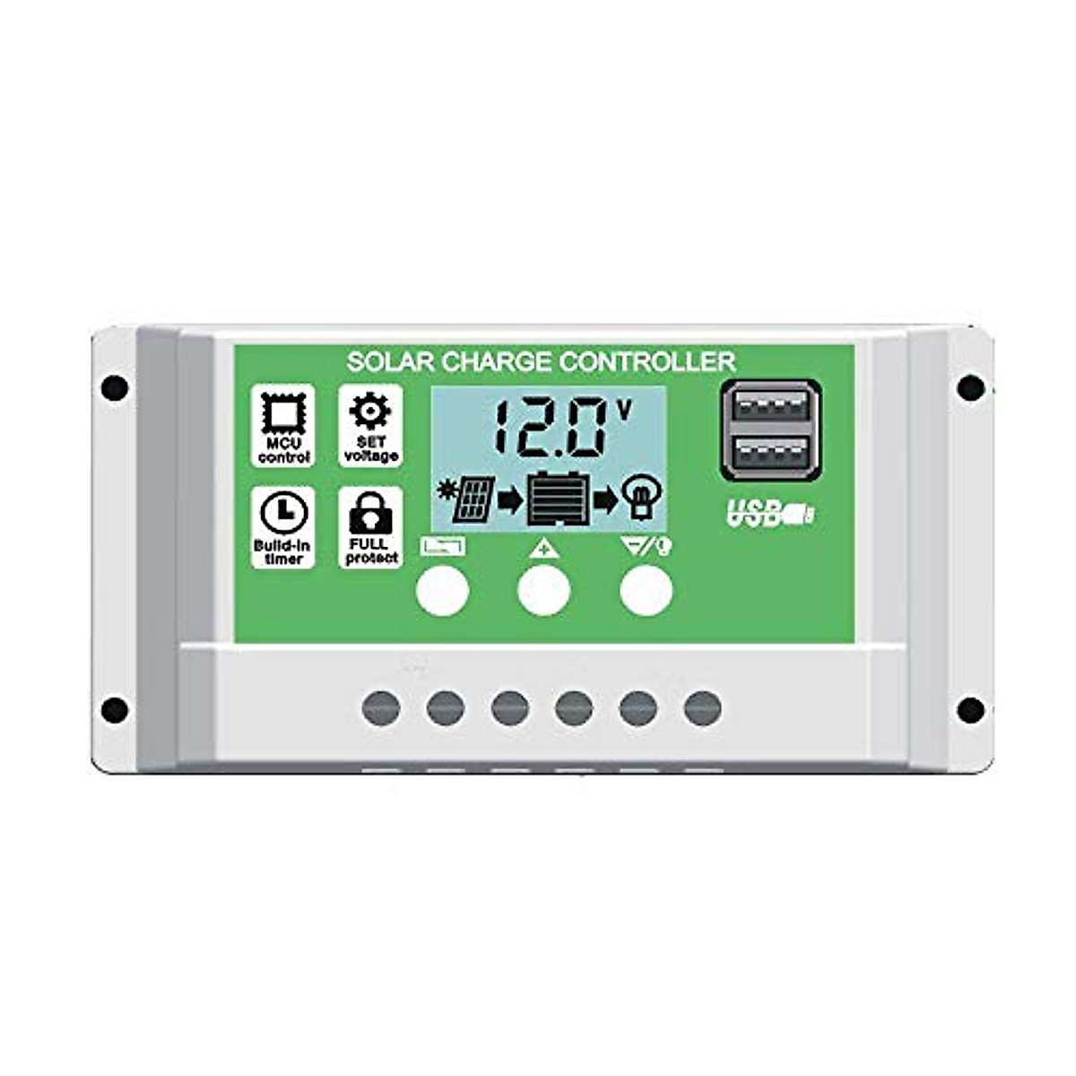 EpRec 30A 12V 24V PWM Solar Charge Controller Lithium Battery Charge Controller Compatible with Lead Acid/ Lithium-ion/ Lithium Iron Phosphate Battery