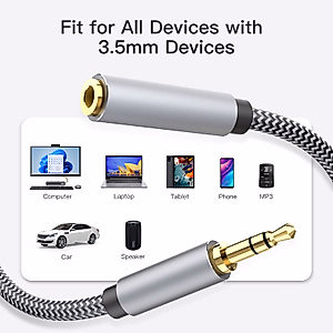 MORELECS Headphone Extension Cable 10 ft Aux Extension Cable Nylon Braided 3.5mm Extension Male to Female 3.5 mm Audio Cable Compatible with iPhone iPad Tablets Media Players