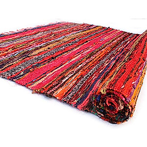 Handmade Braided Chindi Rug, Rag Rug, Area Rug, Carpet Rug, Runner Rug 3x5 Foot, 4x6 Foot, 5x7 Foot, Multi Color Rug (3x5 Foot)