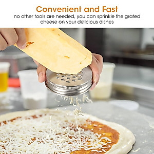 Aieve Mason Jar Grater Lid for Regular Mouth Mason Jar, 2 Pack Stainless Steel Mason Jar Cheese Grater Lid, Multipurpose Grater Shredder Lid for Regular Mason Jar