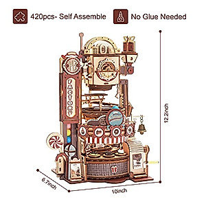 Rowood 3D Puzzles for Adults, Marble Run Wooden Model Kits for Adults, DIY STEM Mechanical Building Set, Birthday for Teens Boys Age 14+ - Chocolate Factory