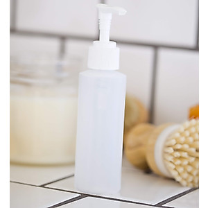 JUVITUS 4 oz Clear Natural Refillable Plastic Squeeze Bottle with White Lotion Pump Dispenser (6 Pack)