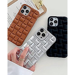 Ginkgonut Compatible with iPhone 14 Pro Case for Women/Girls, Cute 3D Laid Desgin Soft Silicone Shockproof Raised Bumper Corners Case for iPhone 14 Pro（Silver）