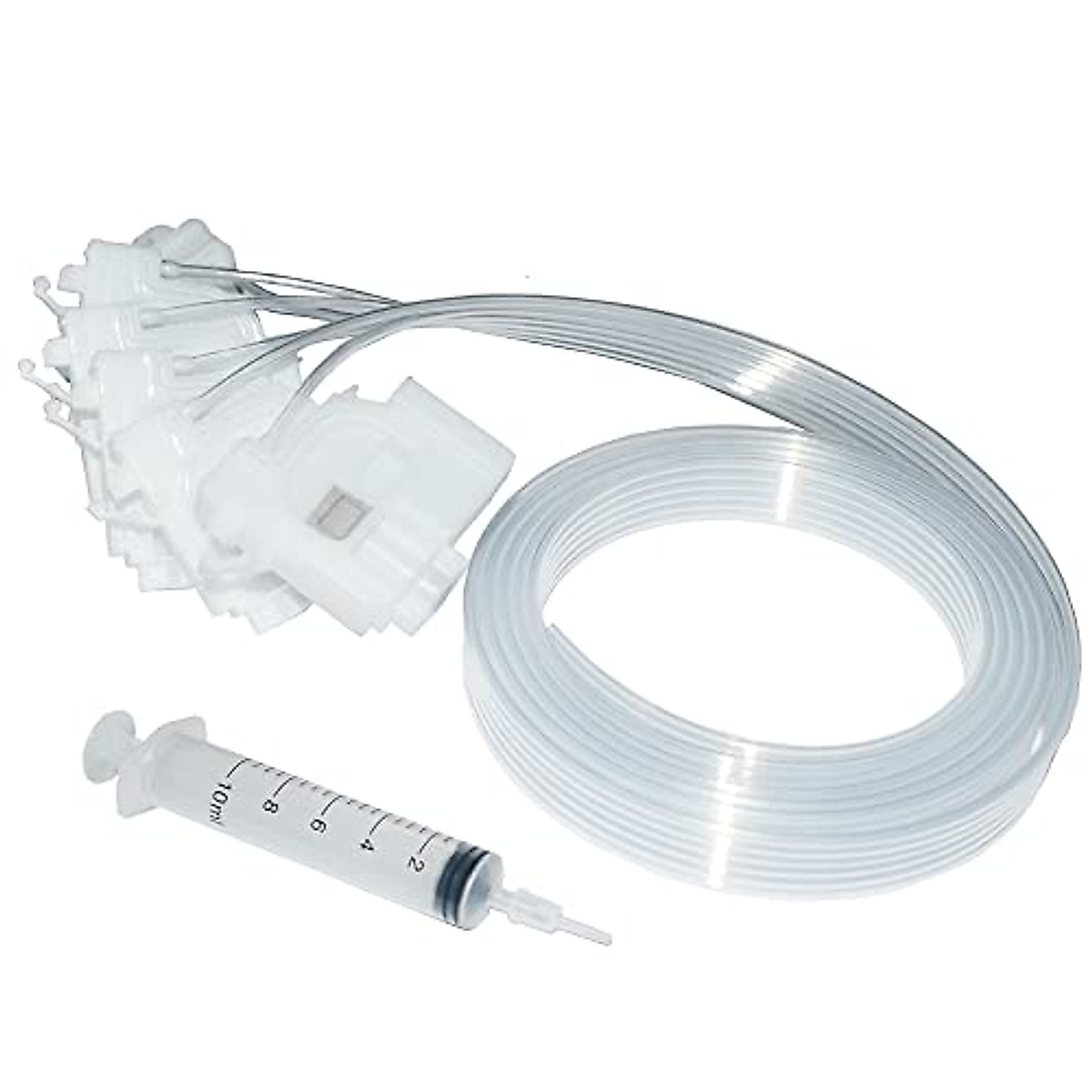 JEJEMI L1800 DTF Printer Dampers for Printer L1800 L1300 L801 L805 L810 L850 L1455 L800 Damper Hose ( Tube Lenth 2 Meter), White and Transparen