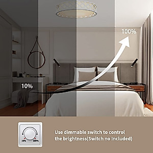 VICNIE Flush Mount LED Ceiling Light Fixture, 14inch 20W 1400 Lumens Ceiling Lamp, Dimmable 3000K Warm White, White Finish, ETL Listed for Kitchen, Hallway, Bedroom, Laundry