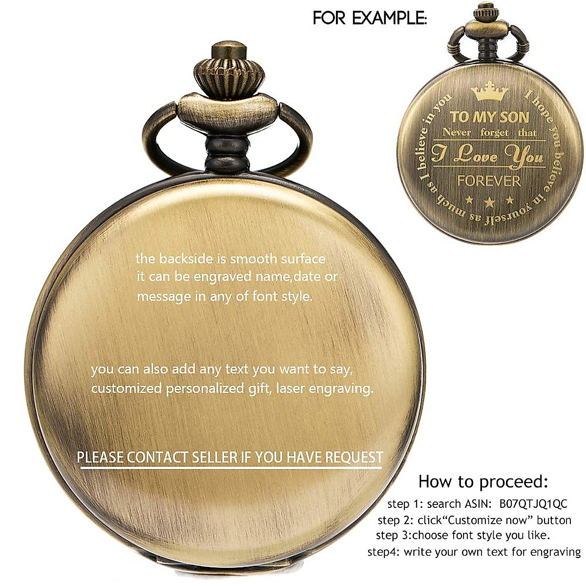 ManChDa Pocket Watch - Engraved Bronze Retro Vintage Double Hunter Series Skeleton Dial Delicate Mechanical Movement + Gift Box