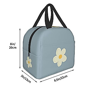 Ucsaxue Insulated Lunch Bag Women Men, Reusable Tote Lunch Box, Leakproof Cooler Lunch Bags for Work Office Travel Picnic, Cute White Flower Daisy