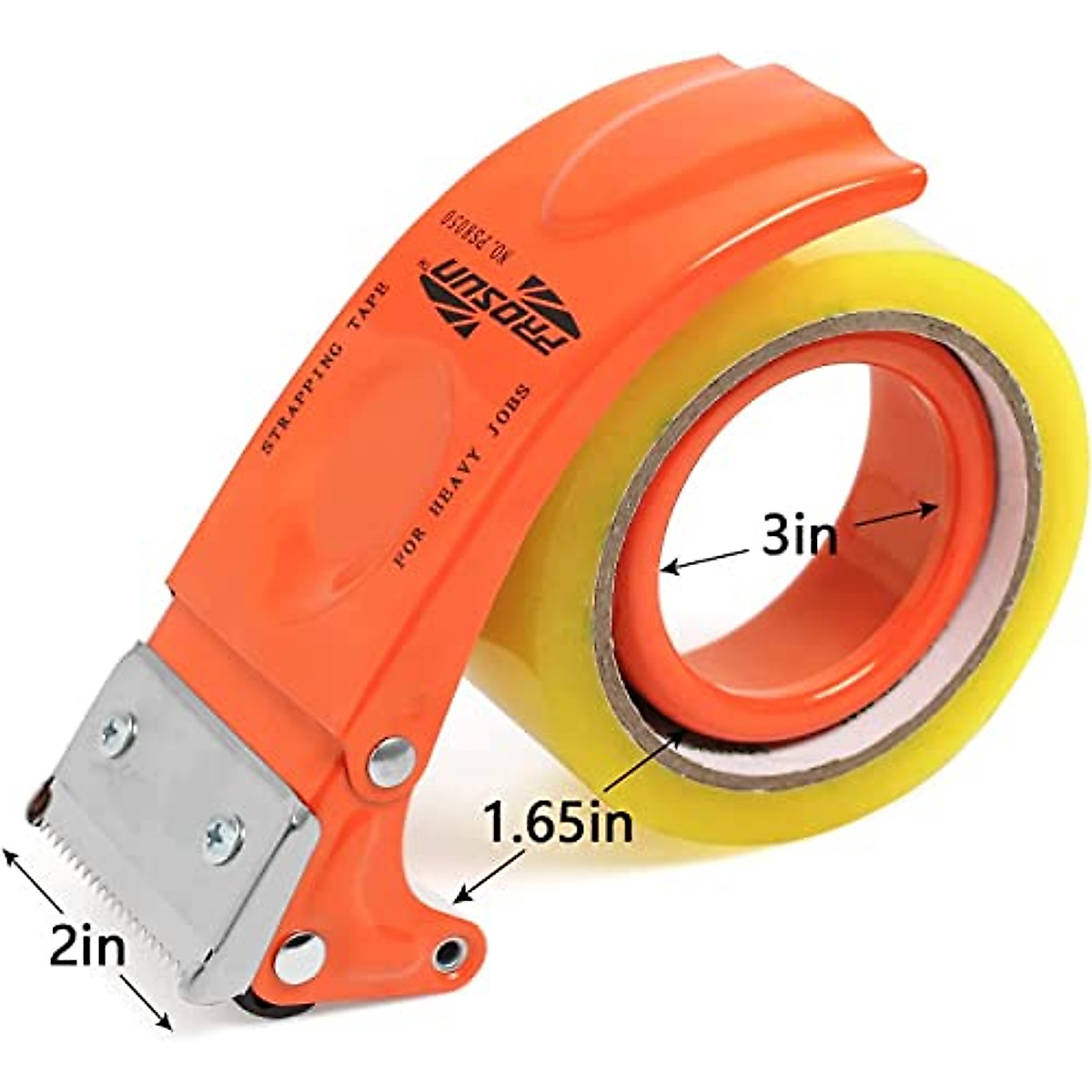 PROSUN 2 Pack Metal Packing Tape Dispenser Gun: 2-inch Wide Tape dispensers/3-Inch Inner Paper Core(2"Orange+2"Blue)