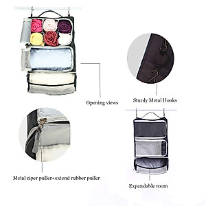 CHISROSLIN Hanging Garment Organizers Portable Luggage Suitcase Closet Shelving Organizer w/hooks Hanging Packing Cubes for Travel, Black