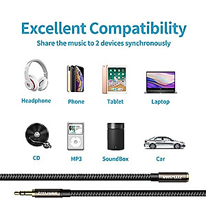 Headphone Extension Cable, 3.5mm 20ft/6m Male to Female Stereo Audio Cable Lossless Audio Sound Premium Audio Cord Extension Cable Gold Plated Jack & Strong Nylon(20ft/6m, Male to Female)