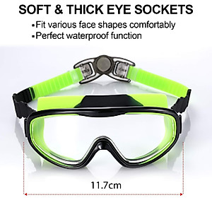 2 Pack Kids Swim Goggles, Swimming Glasses With UV Protection|Anti Fog for Children from 3 to 15 Years Old, Green/Black & Pink/Purple/White