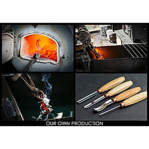 BeaverCraft, Wood Carving Bent Gouge K8a/14 0.55" - Spoon Carving Tools - Woodworking Hand Chisel Compact Wood Carving Knife for Beginners and Profi - Hobbies for Adults and Kids - Carbon Steel Blade