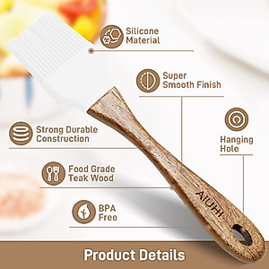Oil and Butter Brush,Silicone Basting Brush with Wooden Hand,Pastry Brush for Cooking White