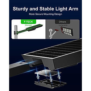 F-TECK Bright Solar Powered Street Lights Outdoor Motion Sensor Flood LED with Waterproof for Outside Backyard, Driveway, Parking Lot, Garage, Barn, Security Area Lighting with Remote Control Switch