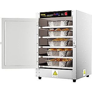 VEVOR Hot Box Food Warmer, 19"x19"x29" Concession Warmer with Water Tray, Five Disposable Catering Pans, Countertop Pizza, Patty, Pastry, Empanada, Concession Hot Food Holding Case, 110V UL Listed