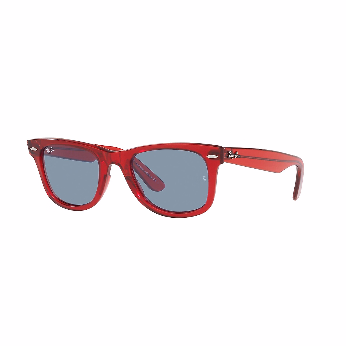 Ray-Ban RB2140 Original Wayfarer Colorblock Square Sunglasses, Transparent Red/Blue, 50 mm