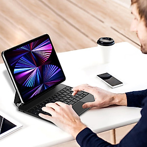 HOU Keyboard Case for iPad Air 13 inch 2024 M2, Keyboard Case for iPad Pro 12.9 inch 6th/5th/4th/3rd (2018-2022), Not for iPad Pro 2024 M4, Magnetic Stand, Multi-Touch Trackpad, 7-color backlight