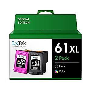LxTek Remanufactured Ink Cartridge Replacement for HP 61XL 61 XL to Compatible with Envy 4500 5530 5535 Deskjet 2540 1010 Officejet 4632 4634, High Yield(1 Black,1 Tri-Color, 2 Pack)