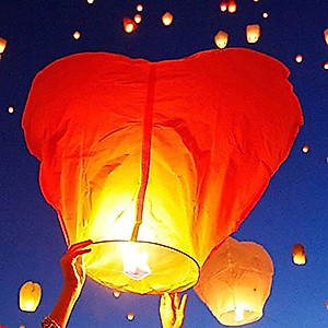 1* New Year Decoration Air Kongming Lantern Wishing Lamp Chinese Paper Wishing Lanterns Fly Candle Lamps Christmas Party Wedding (Color : Red)