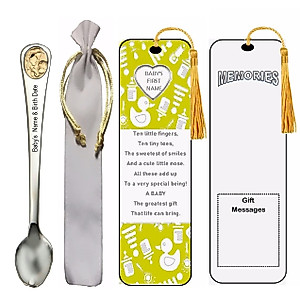 Personalized Baby Feeding Spoon | Custom Engraving Name & Birthdate | Keepsake Gift (Golden Mother & Baby)