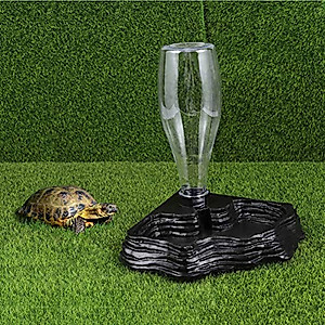 Baluue Reptichip Turtle Feeder Reptile Water Feeder Reptile Water Dispenser Refilling Water Dispenser Reptile Drinking Tool for Tortoise Lizard (Black) Reptile Water Dispenser Reptile Water Bowl