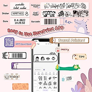 HPRT Label Maker Machine with 4 Tapes, H11 Bluetooth Cute Label Makers, Compatible with Android iOS Waterproof Multiple Templates for Home Organization Office Labeling Inkless