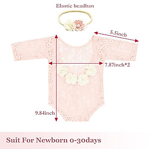 Newborn Photography Props Outfit Baby Girls Newborn Photography Props Lace Romper With Heandbands