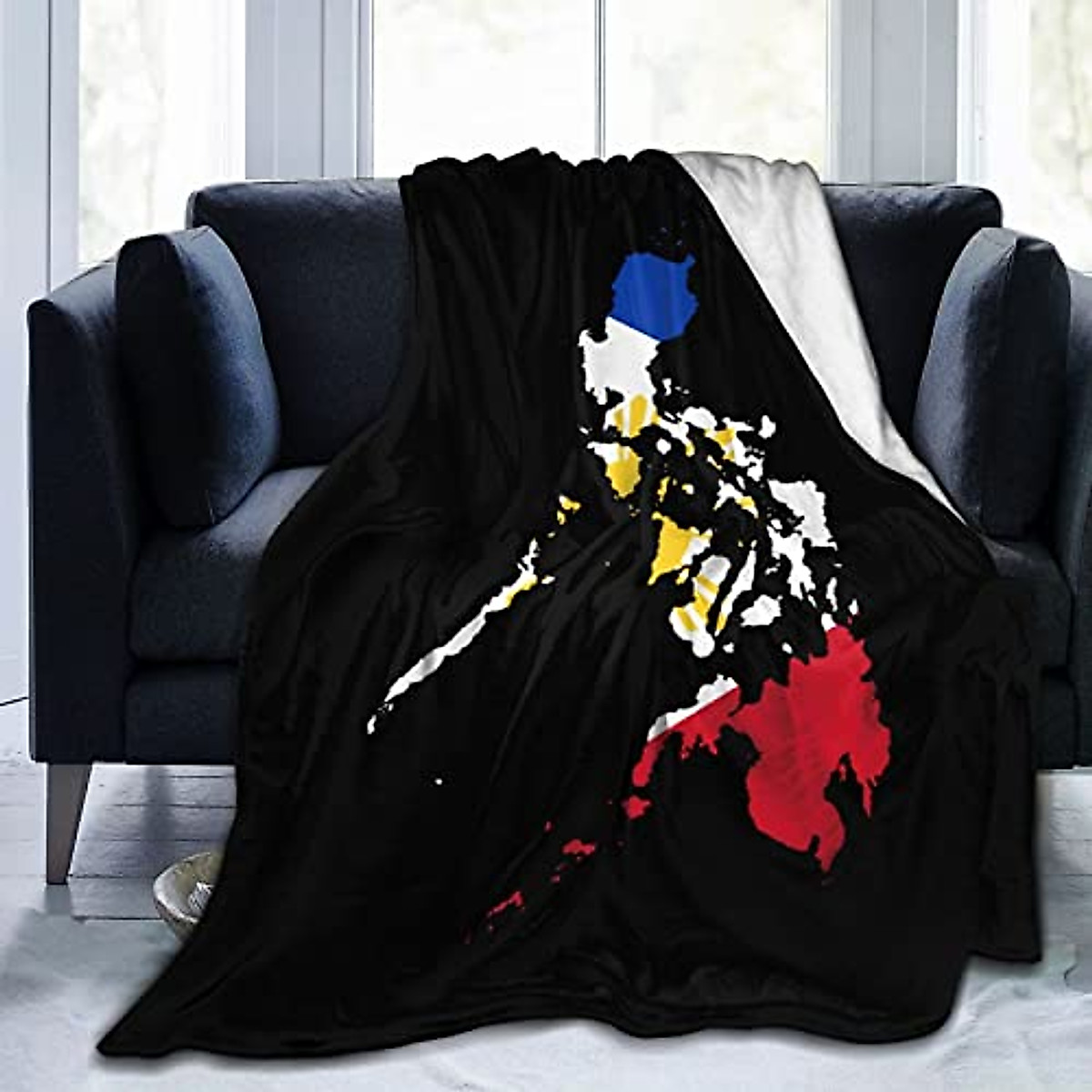 Philippines Terrain Map Blanket Printed Flannel Throw Blanket 50"X40" Anti-Pilling Blanket Bed Sofa Living Room Bedroom