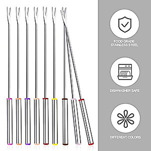 15pcs 9.6 Inch Fondue Sticks, Smores Sticks, Stainless Steel Fondue Forks with Heat Resistant Handle for Roast Meat Chocolate Dessert Cheese Marshmallows