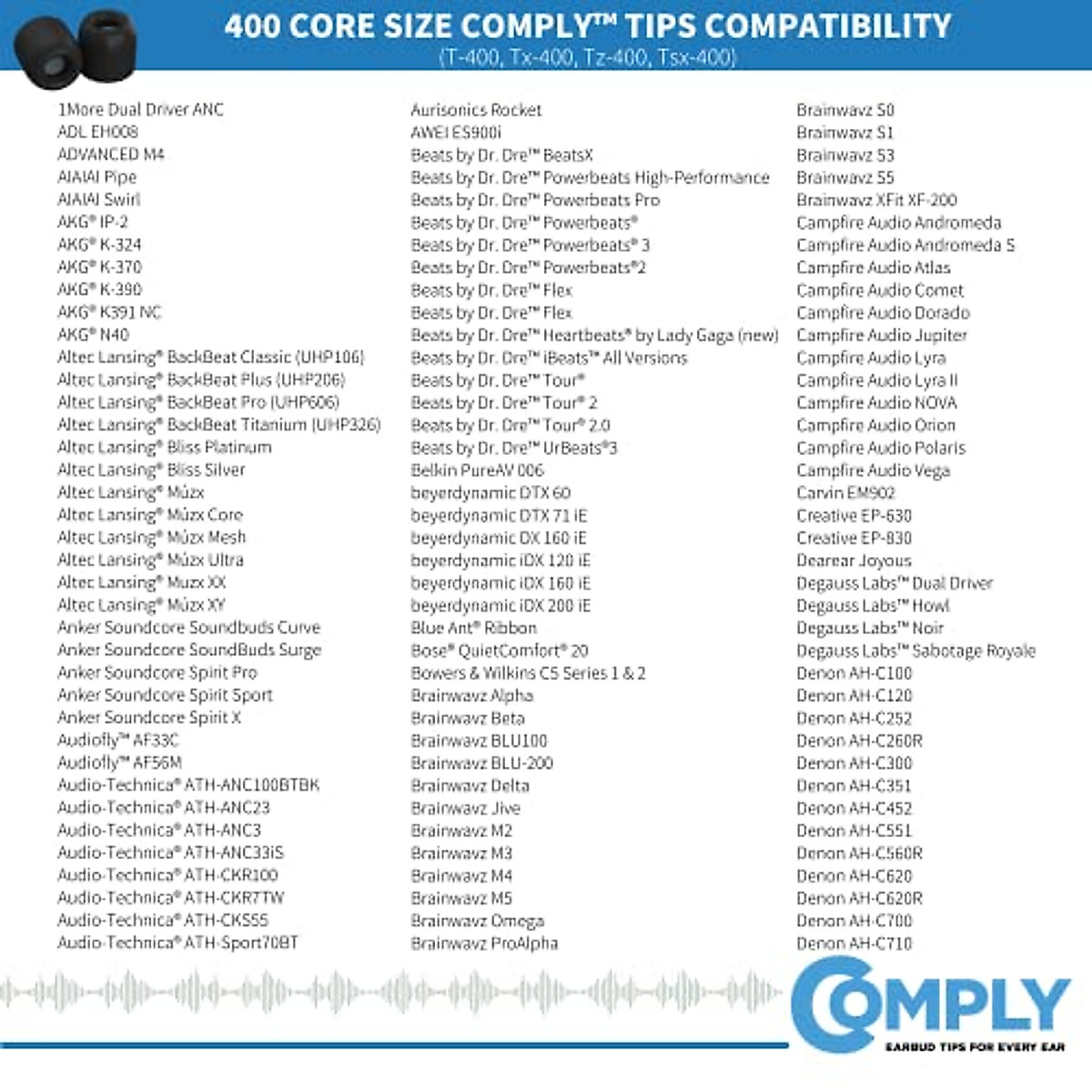 Comply Foam 400 Series Replacement Ear Tips for Bose Quiet Comfort 20, Sennheiser IE 300, Campfire Audio, 7Hertz, NuraLoop & More | Ultimate Comfort | Unshakeable Fit|TechDefender | Assorted S/M/L, 3 Pairs