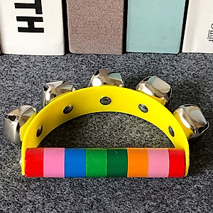 BLOWEST 3PCS Baby's Semicircle Hand Bells Wooden Handle J Ingle Bell Rattle