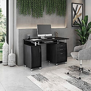 Techni Mobili 47.25" Ergonomic Computer Drawers & File Cabinet for Home Office Storage, Espresso Writing Desk, ONE Size